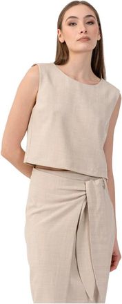 Kocca Femme, Tops, Beige, Taille: 36 FR Tailored Cropped Vest Style Top