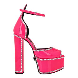Philipp Plein Femme, Chaussures, Rose, Taille: 41 EU Sandales Plateformes Vernies &agrave; Talons Hauts