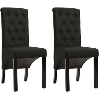 vidaXL Vidaxl - Chaises &agrave; manger lot de 2 noir tissu