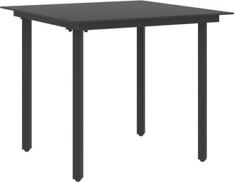 vidaXL Garten-Esstisch Schwarz 80x80x74 cm Stahl und Glas Vidaxl