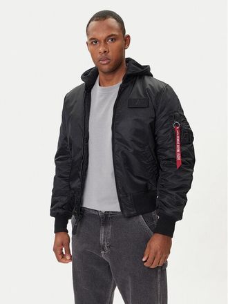 Alpha Industries Alpha Industries Bomberjacke MA-1 Zip Hood Back Print 128113 Schwarz Regular Fit