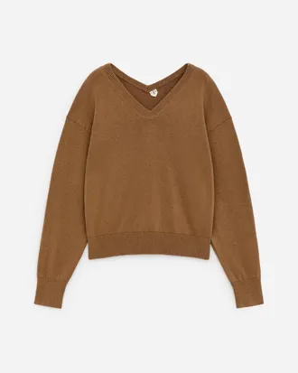 Arket Pullover Aus Baumwolle Und Wolle Mit V-Ausschnitt -Braun