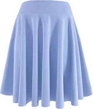 JOPHY & CO. Jupe plissée midi pour femme, polyvalente, taille élastique (réf : 7089), bleu ciel, L