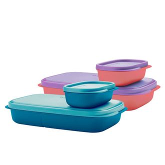 Tupperware Mylunch Lunchbox aus Kunststoff, 590 ml, Rosa, Violett, Blau, 2 Stück