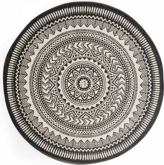 Oviala Oviala - Runder Teppich für den Außenbereich mit Mandala-Muster Schwarz