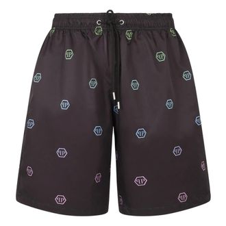 Philipp Plein Homme, Maillots de bain, Noir, Taille: L Nylon Shorts Degrade Monogram
