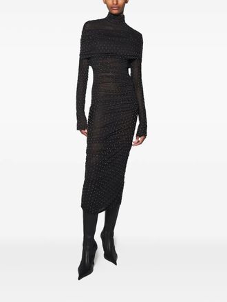 MUGLER Midikleid mit hohem Kragen - Schwarz