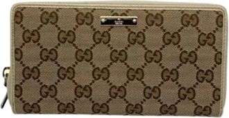 Gucci unisex, Pre-owned, Brun, Taille: ONE Size Portefeuille en Toile Pre-owned