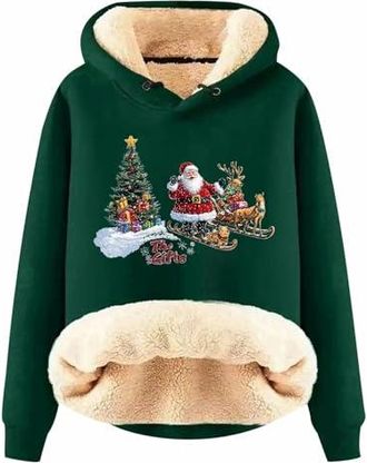 Generic Pull De Noel Femme Pull Noel Femme Sweat Noel Coupe Cool Confortable Sweat Capuche Velours Plus Size Collection Imprimée Manches Longues Décontractée