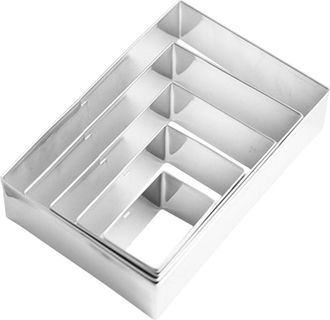 Cabilock Rechteckige Mousse-kuchenform Aus Edelstahl 5-teiliges Ausstechformen-set Für Vielseitige Backbedürfnisse