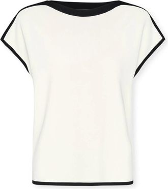 Elena Miro Femme, Blouses et Chemises, Blanc, Taille: 46 FR Top &agrave; Manches Courtes en Maille Viscose