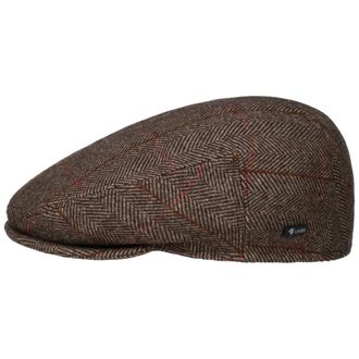 LIPODO Flatcap Karomuster Gef&uuml;tterte Schieberm&uuml;tze mit Wolle Made in Italy Herren Herbst/Winter beige 58 cm