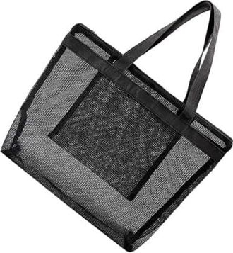 Garneck Sac de Plage Mesh Noir Grand Volume Sac Cabas Shopping et Lavable avec Design Respirant Portable pour Toiletries et Plage