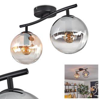 HOFSTEIN Deckenleuchte Gastor, Deckenlampe aus Metall/Glas in Schwarz/Rauchfarben/Klar/Bernsteinfarben, Leuchte im modernen Retro/Vintage-Design mit Schirmen a