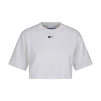 Off-white Off Stamp Rib Cropped Tee - - Tops - Damen - Wei&szlig; - M