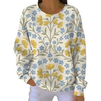 Generic Sweat-shirt &agrave; motif abstrait color&eacute; pour femme, doux &agrave; manches longues, pull dautomne &agrave; manches longues, sweat-shirt &agrave; col rond, hauts de sport, chemi