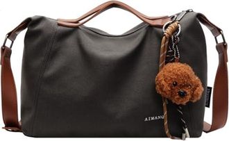 Generic Sac fourre-tout en toile pour femme avec sangle r&eacute;glable pour le travail et les voyages (gris)