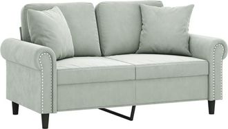 vidaXL 2-Sitzer-Sofa mit Zierkissen Hellgrau 120 cm Samt vidaXL