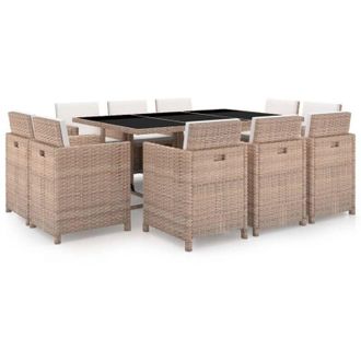 vidaXL Ensemble &agrave; manger dext&eacute;rieur et coussins 11 pcs R&eacute;sine tress&eacute;e Vidaxl
