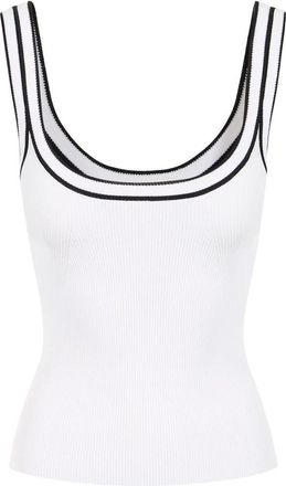 Iceberg Femme, Tops, Blanc, Taille: 40 FR D&eacute;bardeur c&ocirc;tel&eacute; en coton stretch