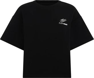 Plein Sport Femme, Tops, Noir, Taille: 36 FR T-Shirt Col Rond Icon Scratch