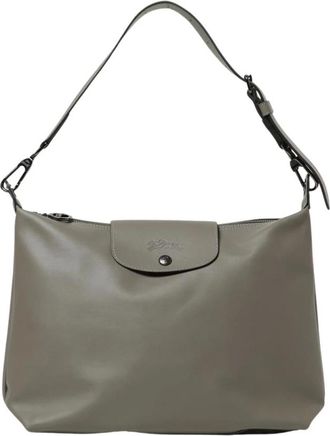 Longchamp Femme, Sacs, Gris, Taille: ONE Size Sac &agrave; main en cuir avec bandouli&egrave;re r&eacute;glable et fermeture &agrave; glissi&egrave;re sur le dessus