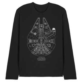 Star Wars Millenium Lines Unisex Long Sleeve T Shirt, Black, XX-Large