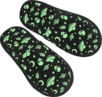 Generic Chaussons Femme Homme Extraterrestre Lumineux Maison Pantoufles Antid&eacute;rapant Pantoufles En Peluche Chaude Chausson DHiver Pour Ext&eacute;rieur H&ocirc;tel Voyager