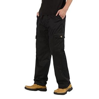 Generic Pantalon de travail pour homme, pêche, randonnée, travail, tendance, décontracté, ample, en coton, grande taille, avec poche à lacets, pantalon de jog