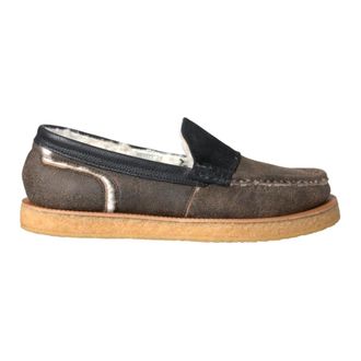 Dolce & Gabbana Luxus Leder Pelz Loafer Schuhe - - Shoes - Herren - Schwarzk - 40 1/2 EU