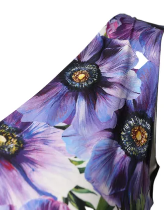Dolce & Gabbana Purple Anemone Print Pleated Midi Dress - Purple