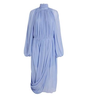 Stella McCartney Creponne Draped Silk-chiffon Midi Dress Size S