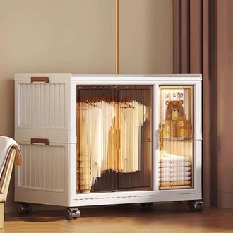 Generic Kleiderschrank Schrank Kleidung Faltbarer Kleiderschrank Mit Rollen Höhe: 79/117/155/193 cm Aus PP-Material Kombinierbar und Anpassbar Transparenten T