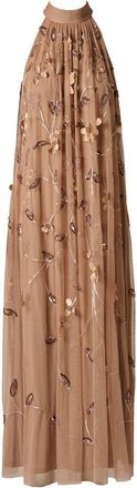 Adrianna Papell Abendkleid Bead Trapeze Maxi Dress Flie&szlig;endes, A-f&ouml;rmiges Kleid aus Netzstoff mit Perlenverzierung