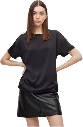HUGO BOSS Damen Smart Crew Top mit Rundhalsausschnitt aus verschiedenen Materialien Schwarz L