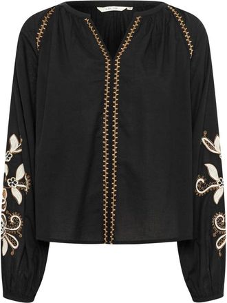 Cream Femme, Blouses et Chemises, Noir, Taille: 38 FR Chemisier noir avec manches bouffantes