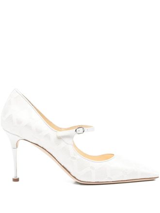 Manolo Blahnik Aleka geometric-pattern strap pumps - Blanc