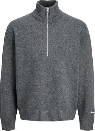 Jack & Jones Knit Half Zip Pls Jornorrebro Pull en Tricot à Demi-Fermeture Éclair, Gris foncé mélangé, 5XL Homme