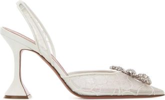 Amina Muaddi Femme, Chaussures, Blanc, Taille: 39 EU Rosie Lace Sling 95