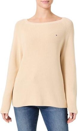 Tommy Hilfiger CO Cardi Fine GG LS Boat-NK SWT WW0WW44975, Beige (Country Ivory), XS Femme