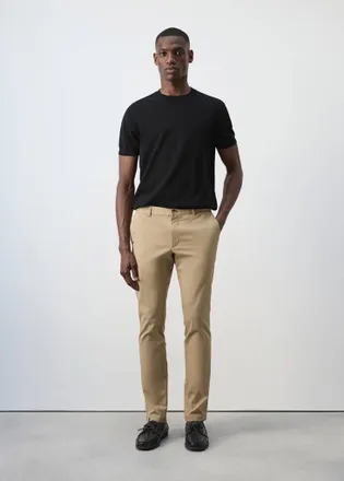 Mango Pantalon Barna slim-fit en serg&eacute; beige - Homme - 38 - MANGO MAN