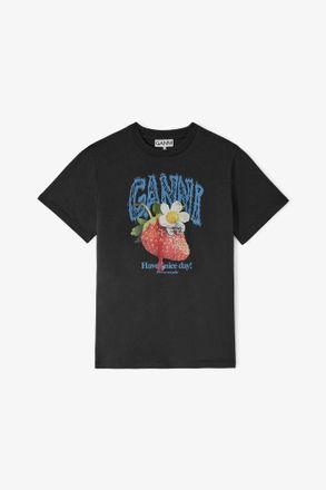 Ganni T-shirt &agrave; imprim&eacute; fraise Multicolore Coton biologique - Taille S - Pour Femme