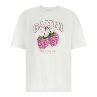 Ganni Femme, Tops, Blanc, Taille: 38 FR T-shirt en jersey de coton &eacute;pais