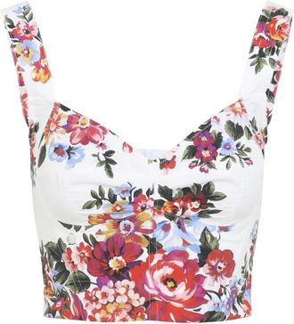 Dolce & Gabbana Femme, Tops, Multicolore, Taille: 38 FR Top en coton blanc