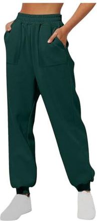 Generic Pantalon de survêtement doublé en polaire avec bas cintré pour femme, pantalon de survêtement baggy couleur unie sport actif avec poches, jogging, cou