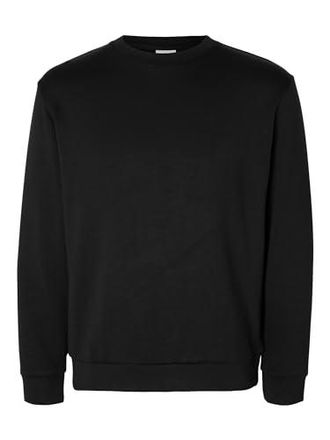 Selected SELETED HOMME Slhemanuel Sweat-Shirt à col Rond Doux Noos Maillot de survêtement, Noir, XL