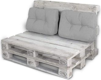 BO.BÔ LACESTONE Palettenkissen Palettenauflagen Sitzkissen Rückenlehne Kissen Palette Polster Sofa Couch (Set 2X Seitenteil, Hellgrau)