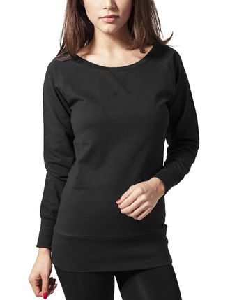 Urban Classics Damen Sweatshirt Ladies Wideneck Crewneck, Gr. 34 (Herstellergröße: XS), Schwarz (Black 7)