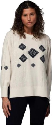 Max & Moi Femme, Pulls, Beige, Taille: 40 FR Pull fentes tresses pompons frange