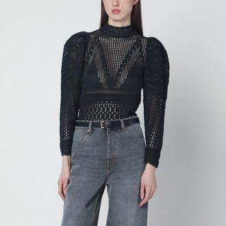 Isabel Marant Dahara black openwork knit top